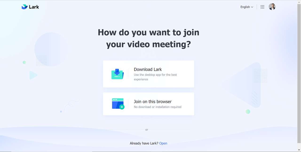 Tham gia cuộc họp video bằng Lark web